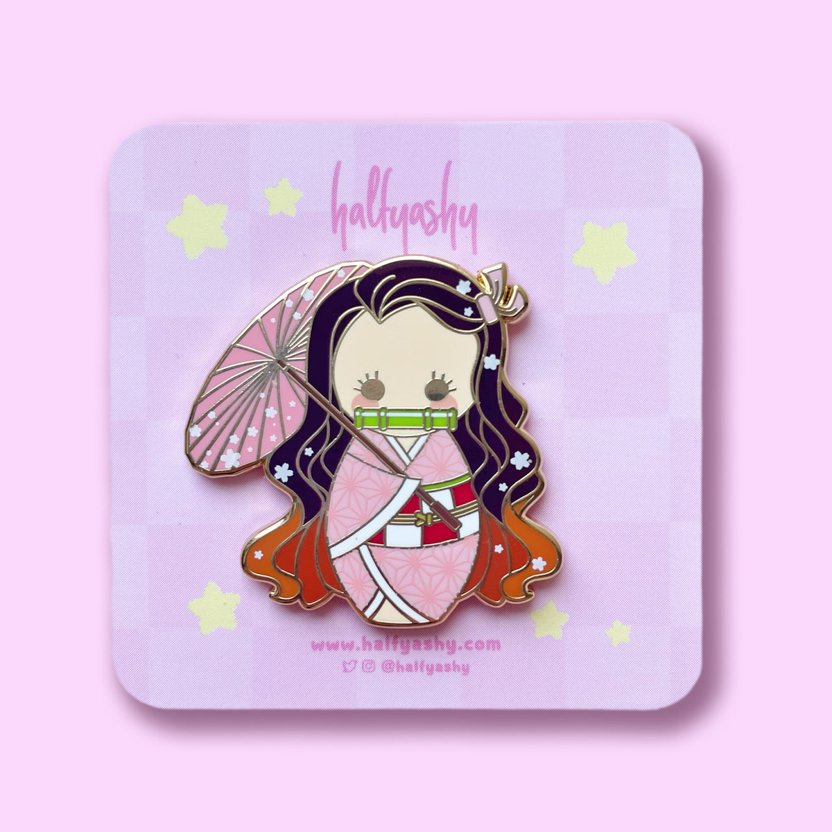 Kokeshi Parasol Demon Enamel Pin – halfyashy